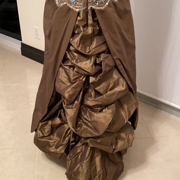 gabriella arango | Dresses | Bronze Long Sleeve Taffeta And Lace ...